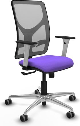Piqueras y Crespo Telearbeitsessel mit wei&szlig;en und schwarzen Armlehnen, h&ouml;henverstellbare Lendenwirbelst&uuml;tze, ausgestattet mit 3 Positionen und Schneideschaum, Grau/Lila