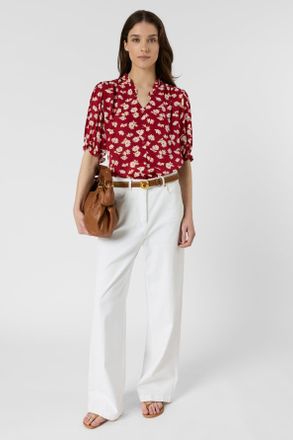 Gerard Darel Chemise fleurie &agrave; volants - CEVA - Rouge baiser
