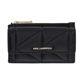 Karl Lagerfeld Femme, Accessoires, Noir, Taille: ONE Size K/Kuilt Zip Cardholder w/Flap