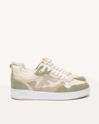 Faguo Baskets &eacute;cru et kaki clair cuir