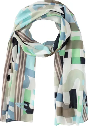 Camel Active Damen Feines Modetuch mit sommerlichem Letter Print Blau-Grün, womenswear-OS