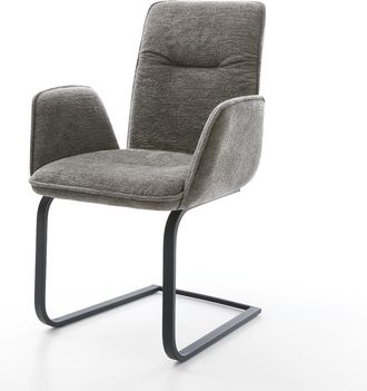 DELIFE Freischwinger Vinja-Flex Boucl&eacute; Soft Schlamm Freischwinger flach Schwarz, Esszimmerst&uuml;hle