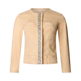 Liu Jo Femme, Vestes, Beige, Taille: 42 FR Veste Orn&eacute;e de Bijoux