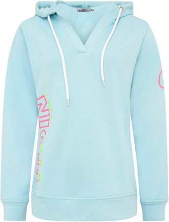 Zwillingsherz Hoodie Moin Koordinaten V-Ausschnitt, mit MOIN und Anker Stickerei, Kapuze und Kordelzug