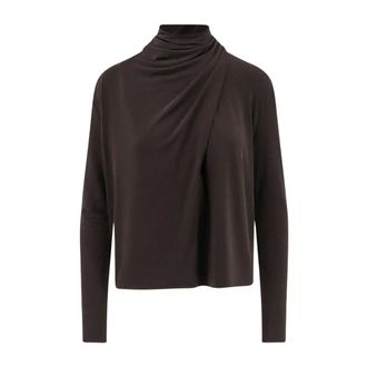 Vince Femme, Tops, Brun, Taille: 40 FR Blouse &agrave; col b&eacute;nitier drap&eacute;