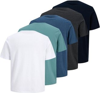 Jack & Jones T-Shirt 5er Pack Paulos Tee SS Crew Neck mit kleiner Stickerei auf der linken Brust