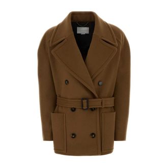 Stella McCartney Femme, Manteaux, Brun, Taille: 38 FR Manteau Mi-Long Crois&eacute;