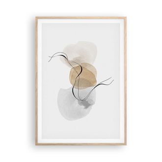 Arttor Poster Rahmen helle Eiche Deko 70x100cm Abstrakt minimalistisch Aquarell Wandposter Art Prints Wanddeko Bild Wand Kunstdruck Wandbilder Dekoration Woh