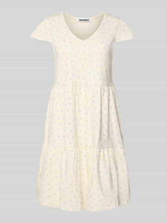 Review Minikleid im Stufen-Look mit V-Ausschnitt