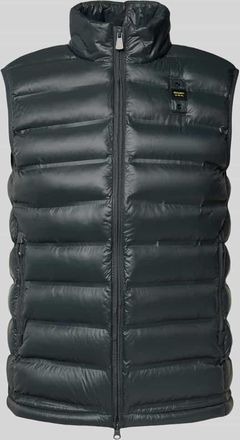 Blauer Steppweste mit Stehkragen und Zweiwege-Reißverschluss