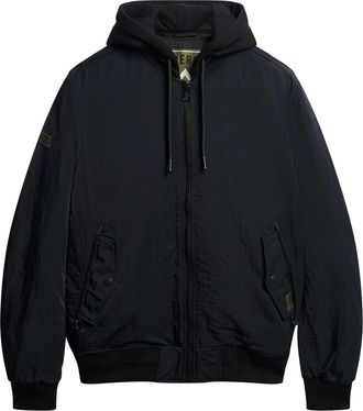 Superdry Herren MA1 Jacke mit Kapuze im Milit&auml;rstil Tiefschwarz L
