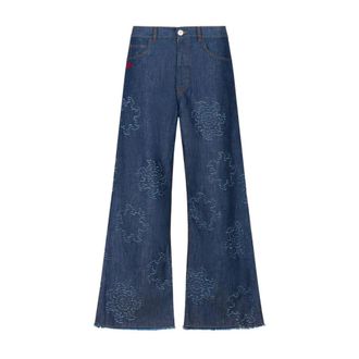 Marni Chambray Jeans mit ausgefranstem Sonnenmotiv - - Jeans - Herren - Blau - W34