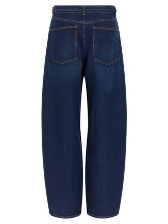 Twin-Set High-Waist Barrel Silhouette Jeans - Navy