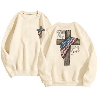 Generic DENGJIAMY - Chandails chr&eacute;tiens pour hommes, chandail classique &agrave; imprim&eacute; croix, col rond, haut de printemps, chemises &agrave; manches longues pour hommes, 