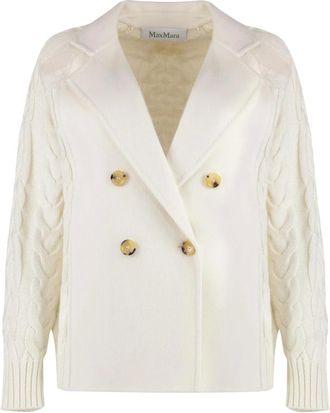 Max Mara Femme, Manteaux, Blanc, Taille: 38 FR Micio Veste Tricot&eacute;e Crois&eacute;e