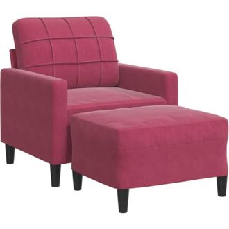 vidaXL Sessel mit Hocker Weinrot 60 cm Samt Vidaxl