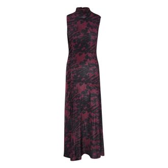 Gestuz Robe Longue Rouge Drap&eacute;e &agrave; Col Montant - Femme - Robes - Rouge - Taille: 36 FR