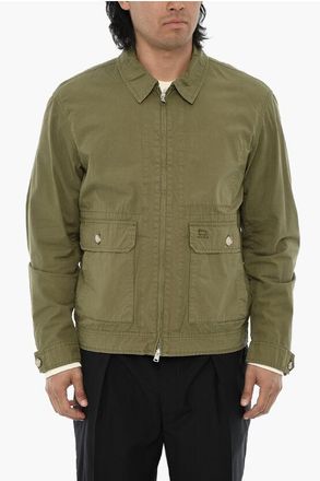 Woolrich Solid Cotton Overshirt With Zip Closure size 3xl