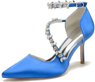 Miyoopark Chaussures de soirée à talons pour femmes avec chaînes, J607 Royal Blue 3 4 Talon, 43 EU