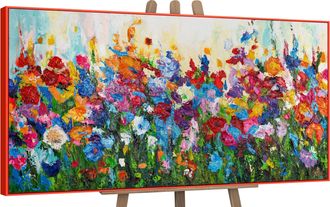 Yohji Yamamoto Art Abstrakt Acryl Gemälde auf Leinwand Blumige Farben handgemalt Wandbilder Wohnzimmer modern Wohndekor Bild Blumen Weide Wiese bunt echte Kunst 100x