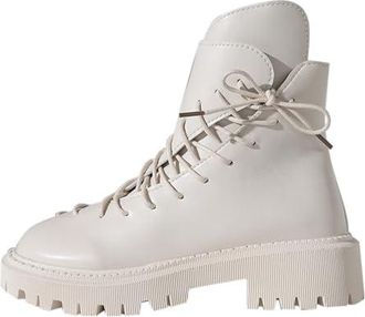 Generic Bottines Femme Bottes Courtes Tendance en Cuir Lacets Fermeture &Eacute;clair Semelle &Eacute;paisse Semelle Chunky Antid&eacute;rapante L&eacute;g&egrave;res Tendances Bottines Chaussu