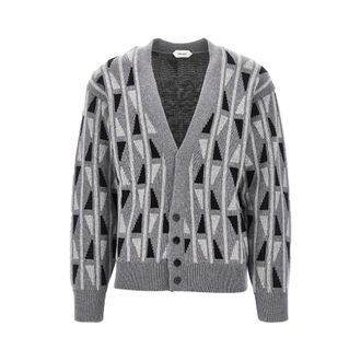 Versace Jacquard-Cardigan aus Wolle und Kaschmir - - Knitwear - Damen - Grau - 2XL