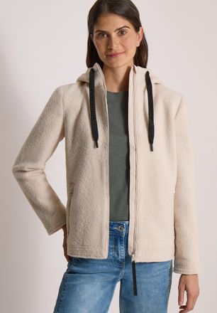 Cecil Fellimitatjacke CECIL, Damen, Gr. XXL (46), beige (teddy vanillewei&szlig;), Pl&uuml;sch, Oberstoff: 100% Polyester. Futter: 100% Polyester, unifarben, comfort f