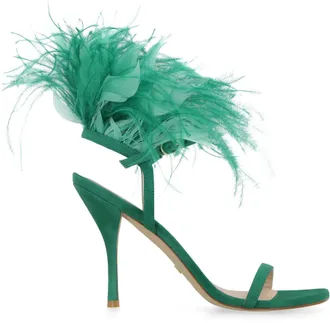 Stuart Weitzman Womens Plume Suede Sandals Green Leather