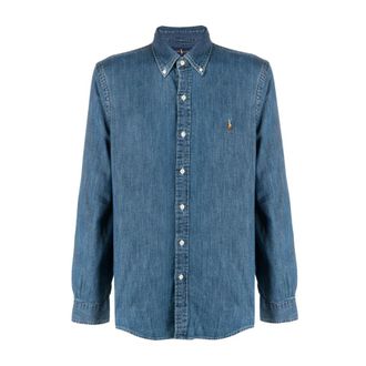 Polo Ralph Lauren Homme, Chemises, Bleu, Taille: 2XL Chemise Sport en Denim Manches Longues