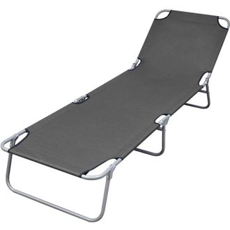 vidaXL Vidaxl - Chaise longue pliable avec dossier r&eacute;glable Gris