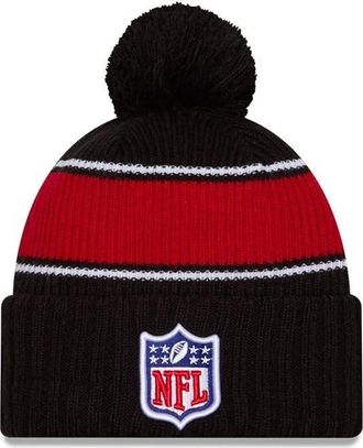 New Era NFL Shield NFL 2024 Sideline Sport Knit Schwarz Bommelm&uuml;tze - One-Size