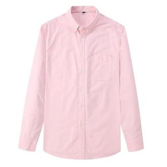 Generic Chemise en tissu Oxford for hommes - Boutonn&eacute;e &agrave; manches longues, 100% coton, veste d&eacute;contract&eacute;e(Pink,3XL)