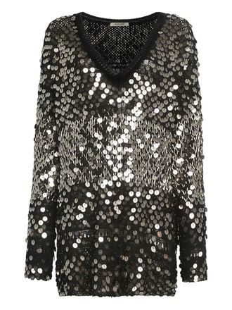Roberto Cavalli Pull &agrave; sequins brod&eacute;s - Noir