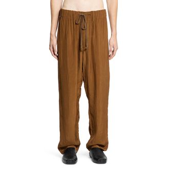 Uma Wang Crinkled Viscose Satin Drawstring Pants