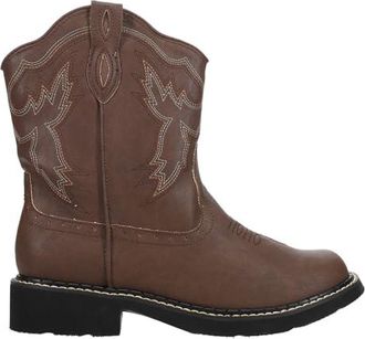 Roper Femmes Chunk Rider Broderie Bout Rond Casual Bottes mi-mollet Talon bas 1-2 pouces - Marron, marron, 40.5 EU