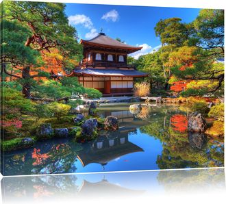 Pixxprint Ginkaku-ji-Tempel in Kyoto, Größe: 100x70cm, Leinwandbild, fertig gespannt, Wandbild, Dekoration, Kunstdruck, kein Poster