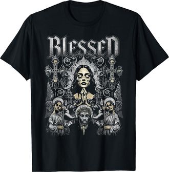 Trendy Apparel Blessed Praying Woman Surrounded by Crosses T-Shirt