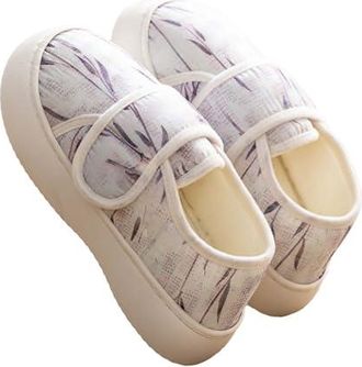 Generic Pantoufles à dos fermé en mousse à mémoire de forme pour femme | Chaussons pour femme | Pantoufles imprimées vintage | Sliders chauds dhiver | Claquet