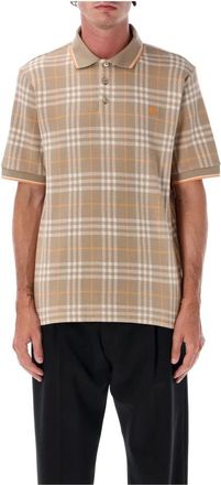 Burberry Homme, Tops, Beige, Taille: XL Polo en coton à carreaux