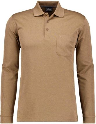Ragman Herren Softknit-Polo mit Brusttasche, Langarm Zimt-088, XXL