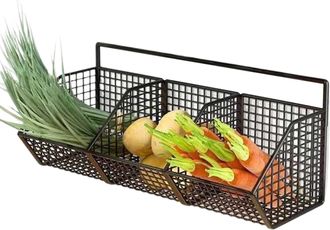 Generic Wandkorb - 3-Fach Aufbewahrungskorb F&uuml;r Obst &,Wandregal, Platzsparender Multifunktionsorganizer Ingwer, Knoblauch, Zwiebeln Und Kartoffeln In K&uuml;che V