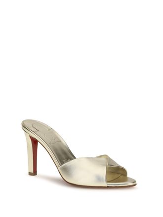 Christian Louboutin Womens Fanny Mules Platine-Lin Platine Sandal Platine/lin