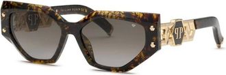 Philipp Plein Femme, Accessoires, Brun, Taille: 57 MM Spp174S Lunettes de soleil