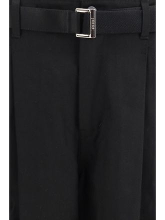sacai Mens Cotton Chino Pants Black Trousers