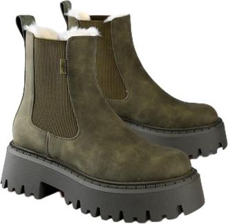 Buffalo Aspen Chelsea Bottines pour femme, kaki, 41 EU