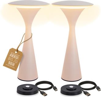 8 Seasons design Tischlampen kabellos 2er Set, dimmbar, Outdoor & Indoor - Hello Space - USB Ladestation, 27cm, Aluminium (ivory), LED warmwei&szlig; bis kaltwei&szlig;, To