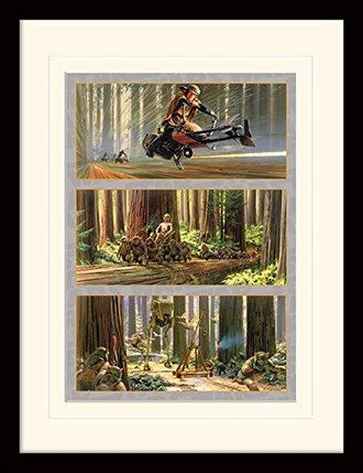 Star Wars Pyramid International MP11364P-PL Star Wars (Action On Endors Moon) montiert und gerahmt, Mounted 250 GSM Paperwrap MDF, Mehrfarbig, 44 x 33 x 4 cm