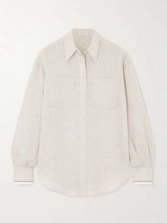 Brunello Cucinelli Chemise En Lin &Agrave; Perles - Neutres