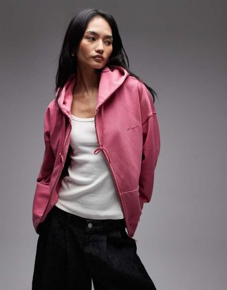 Carhartt Work in Progress Benton - Sweat &agrave; capuche zipp&eacute; - Rose