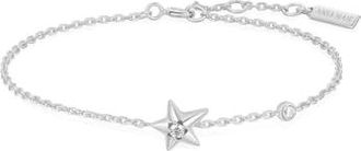 Ania Haie Bracelet pour femme Melodic Poet Sparkling Star, en argent sterling, pendentif étoile serti dun zircon, longueur 16,5 cm + rallonge de 2 cm, emballage